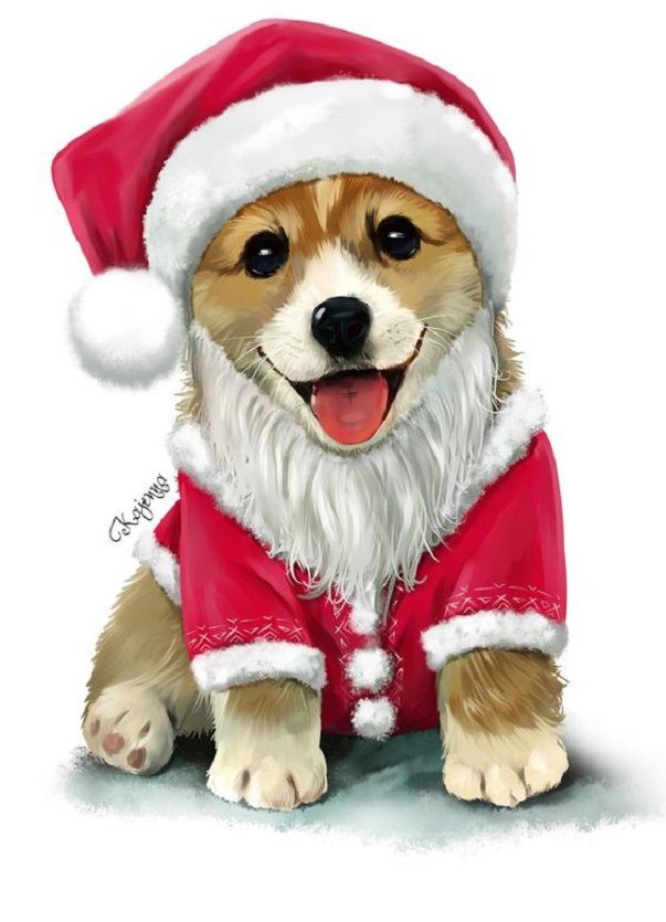 Собачки на Новогодних открытках разного времени